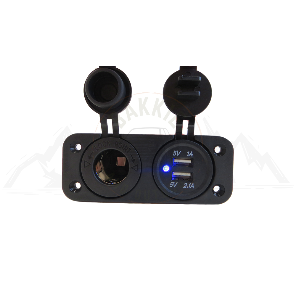 2 Hole Panel 3.1A Dual USB with Power Socket – Bakkie & Outdoor