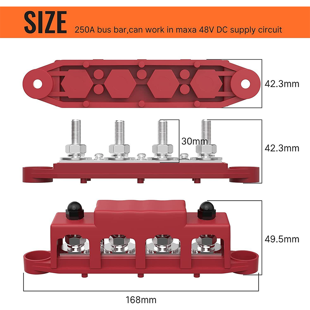 250A Negative Bus Bar Black and Red – Bakkie & Outdoor