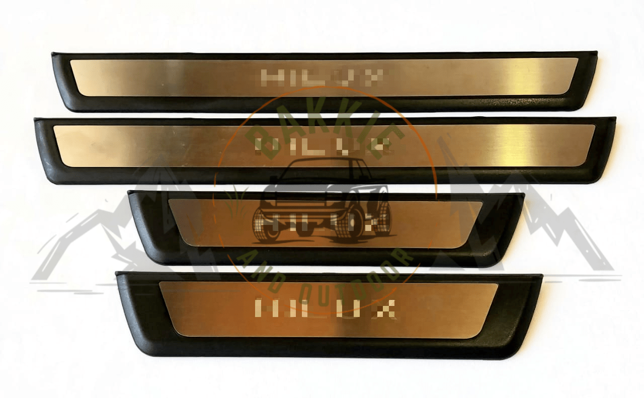 Toyota Hilux Revo 2016-2021 Stainless Steel Scuff Plates with Black Tr ...